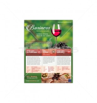 Wine Glass With Grapes Flyer Template